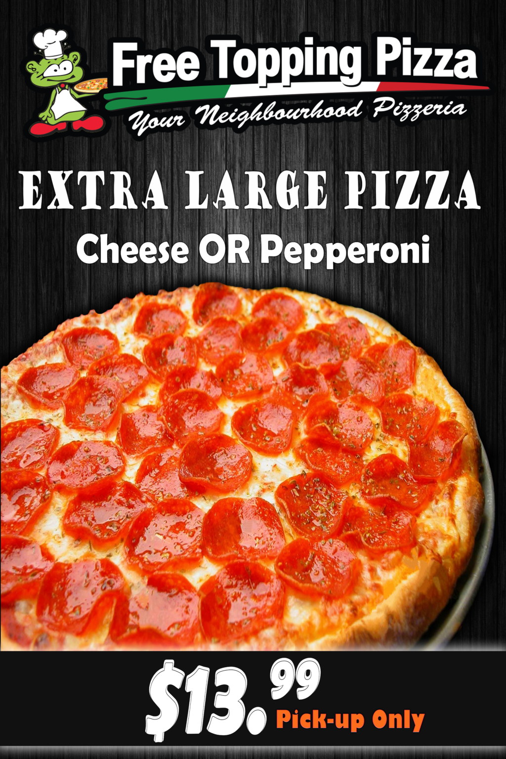 Pick Up Specials – Free Topping Pizza